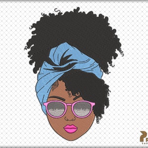 Afro Woman Machine Embroidery Design, Black Girl Embroidery Design ...