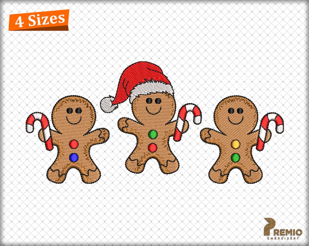 Christmas Embroidery Designs, Three Gingerbread Machine Embroidery ...