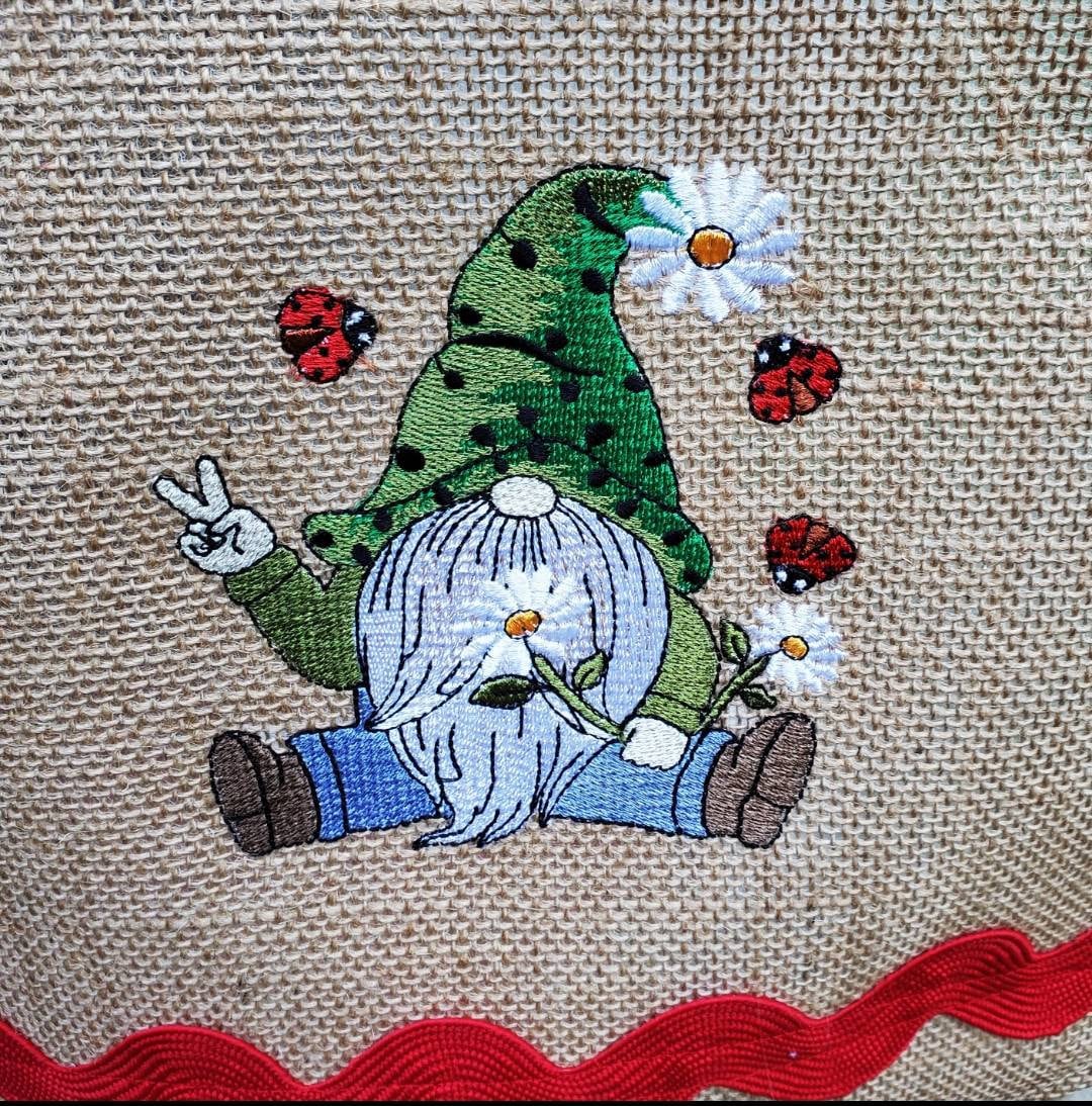 Lady Bugs Gnome Embroidery Spring Summer Gnome Embroidery - Etsy