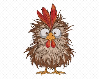 Funny Crazy Chicken Embroidery Design, Cute Chicken Machine Embroidery ...
