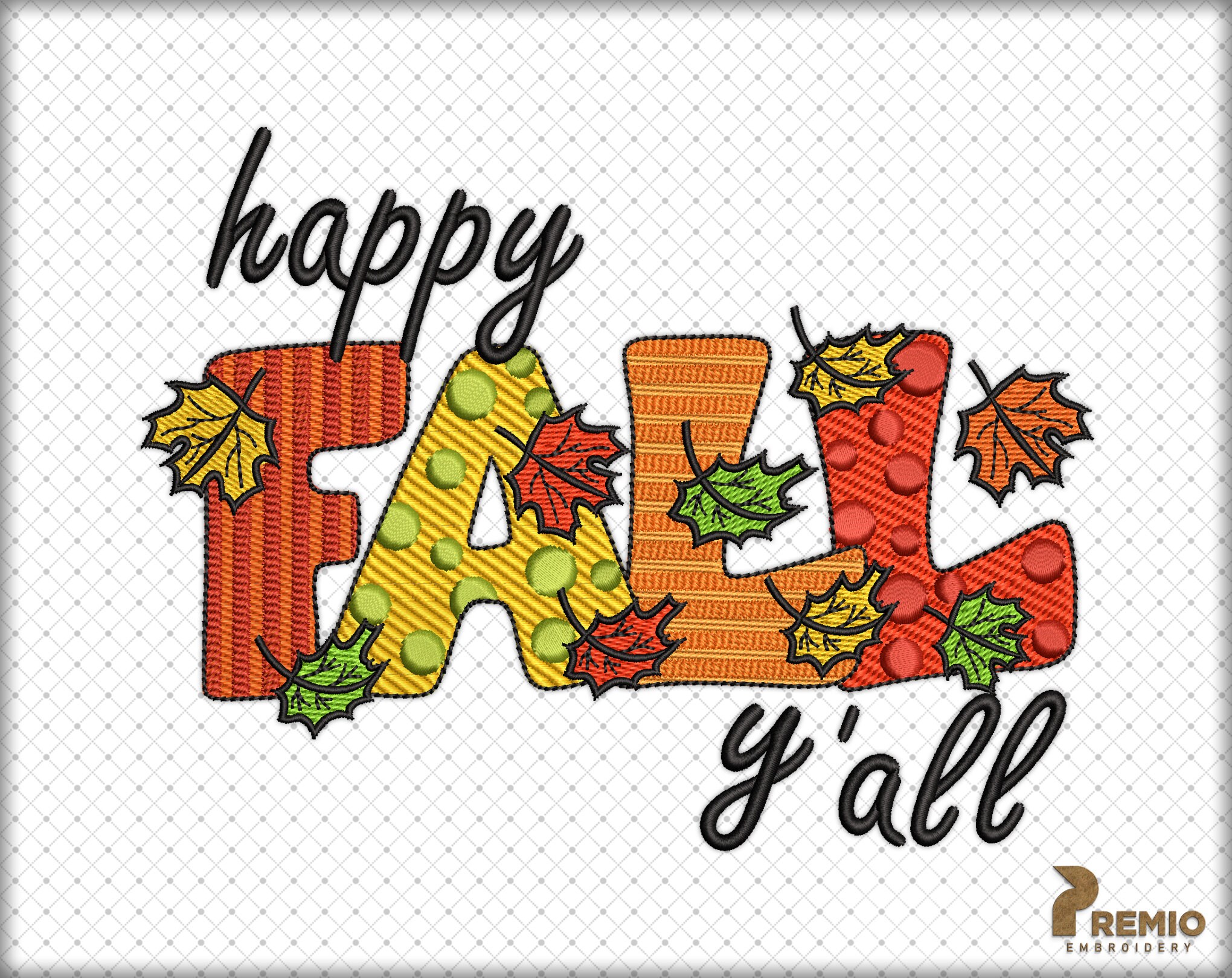 Happy Fall Yall Embroidery Design, Pumpkin Fall Embroidery Designs ...