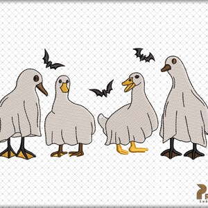Ghost Duck Embroidery Design, Halloween Animal Ghost Designs, Halloween ...