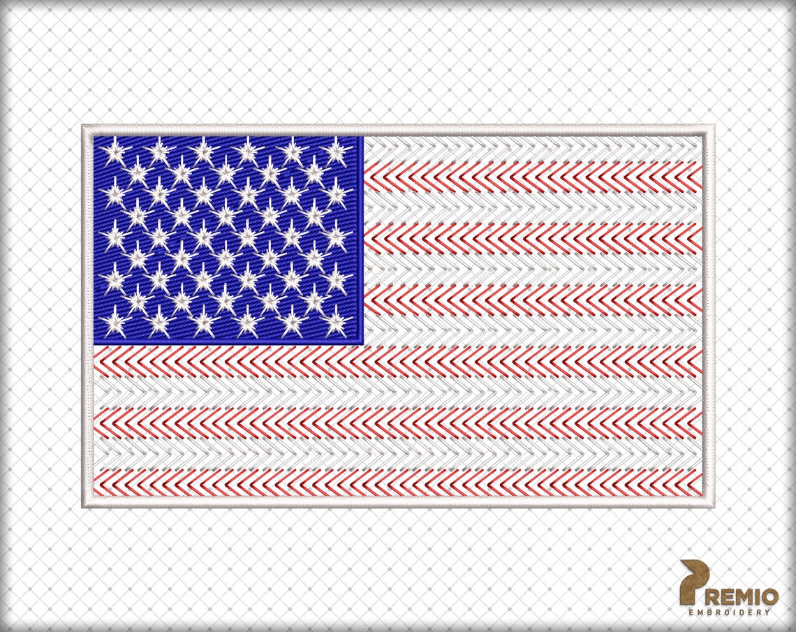 American Flag Motif Satin Stitch Machine Embroidery Design US - Etsy