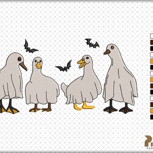 Ghost Duck Embroidery Design, Halloween Animal Ghost Designs, Halloween ...