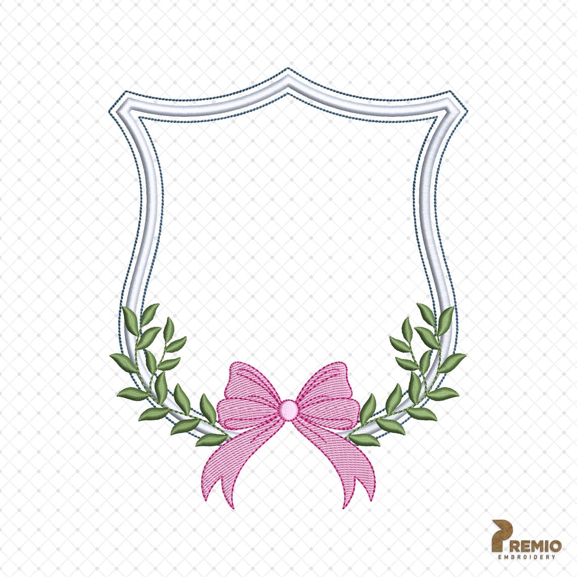 Floral Crest Frame Embroidery Design, Monogram Bow Machine Embroidery ...