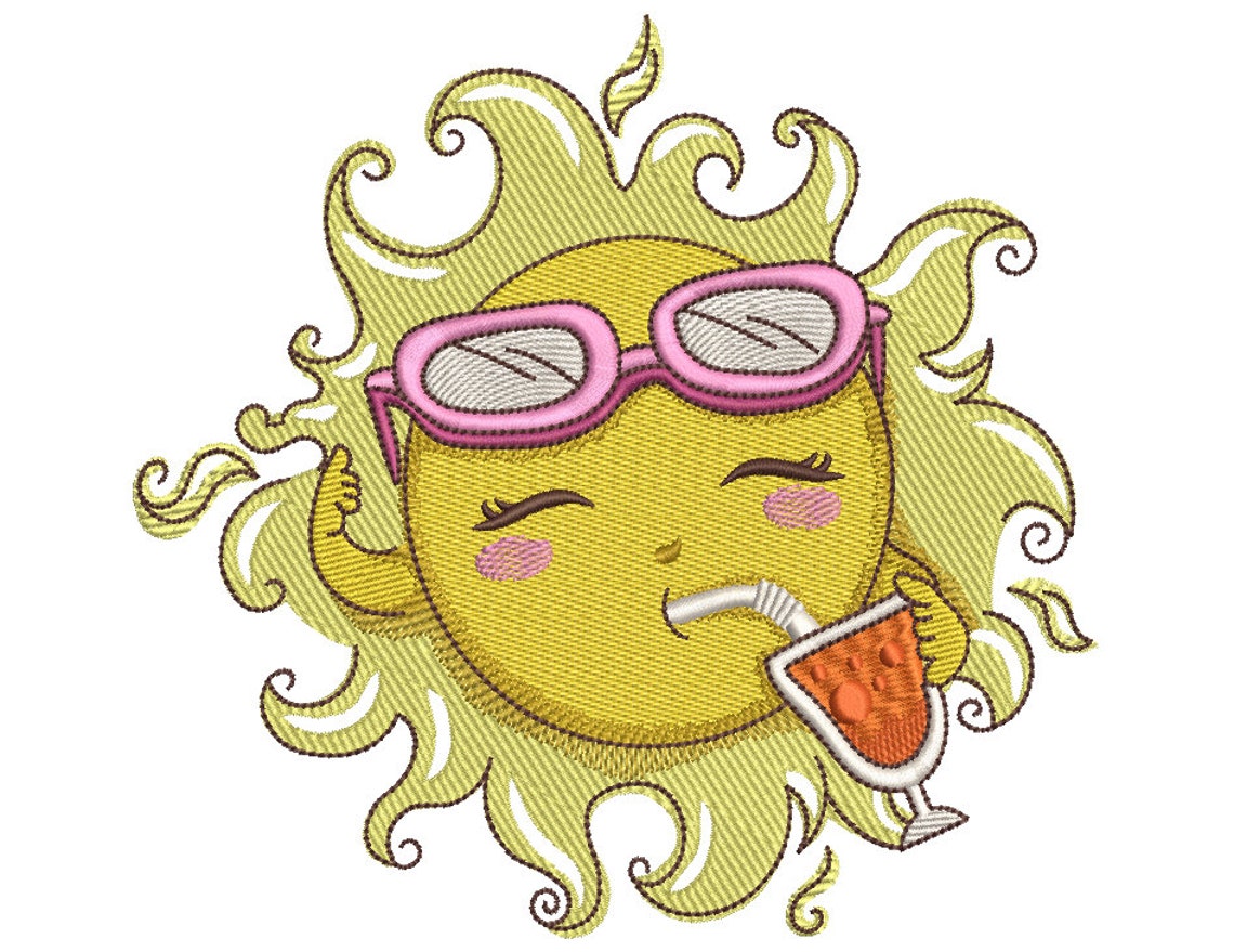 Summer Machine Embroidery Designs Summer Sun Smiling Sun | Etsy