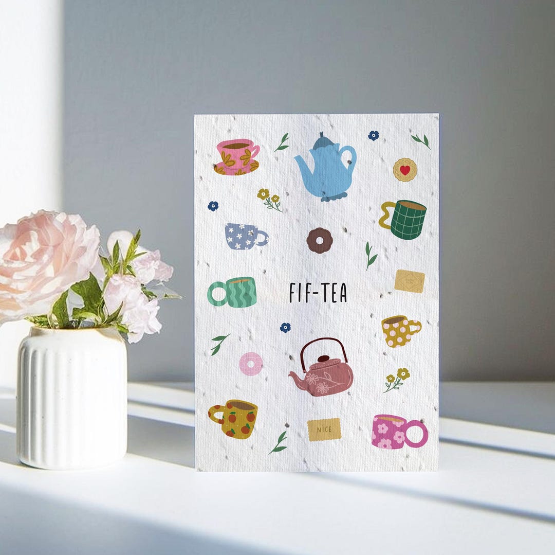 FIF-TEA Birthday Card | 50th Birthday Card | Plantable Seed Paper Card ...