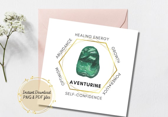 Green Aventurine Gemstone Printable Crystal Meaning Card - Etsy