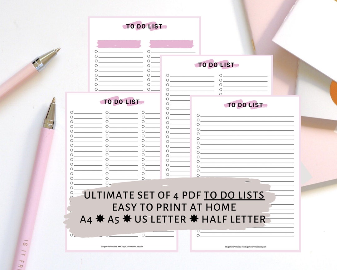 Printable to Do List Pages. Pink to Do List Notebook A4 Planner Inserts ...