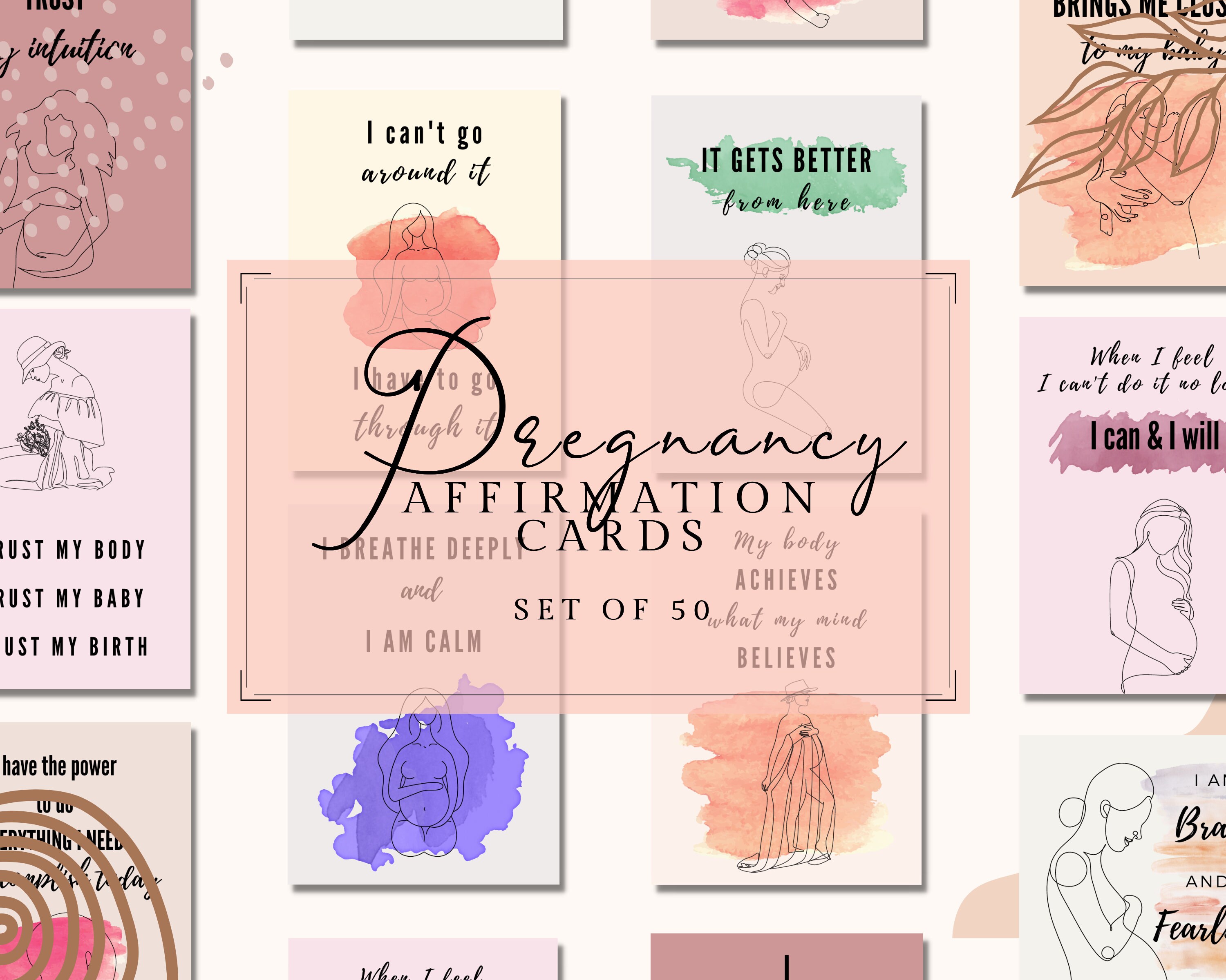 50 Printable Affirmation Cards for PREGNANCY & New Mom Meditation ...