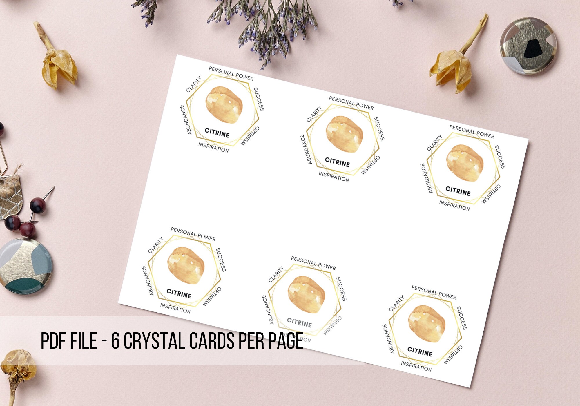 Set of 60 Printable Crystal Meaning Cards. Printable Labels - Etsy