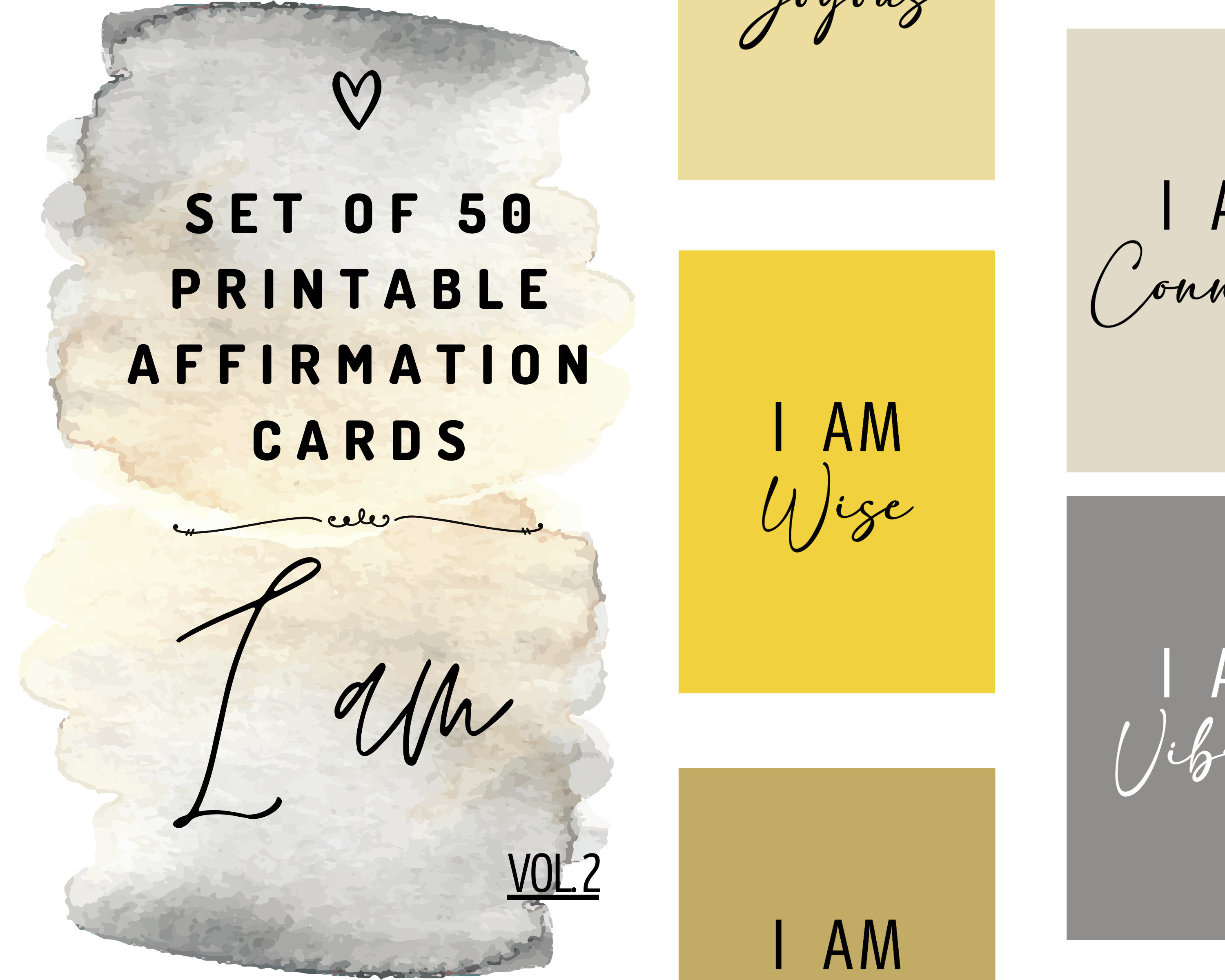 I AM - Set of 50 Printable Affirmation Cards, Positive Affirmations DIY ...