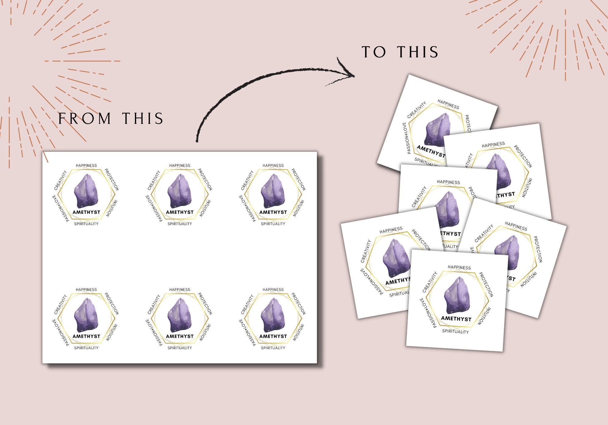 Phantom Quartz Gemstone Printable Crystal Meaning Card Product Tags ...
