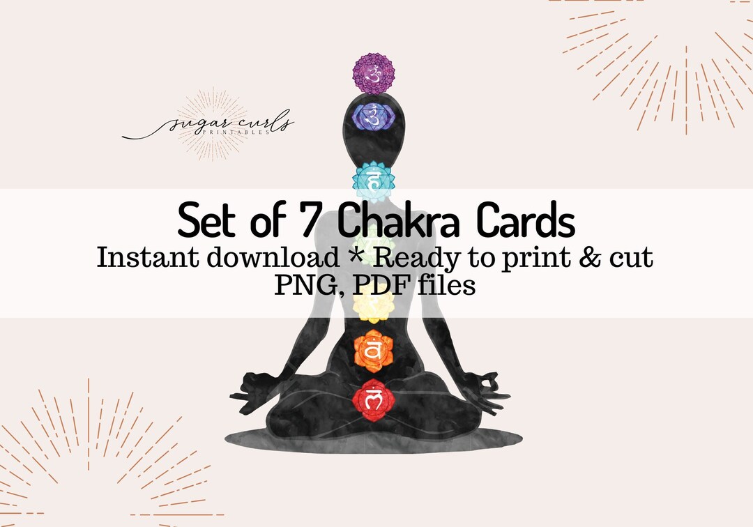Set of 7 Printable Chakra Cards. Seven Chakra Balancing Healing Jewelry ...