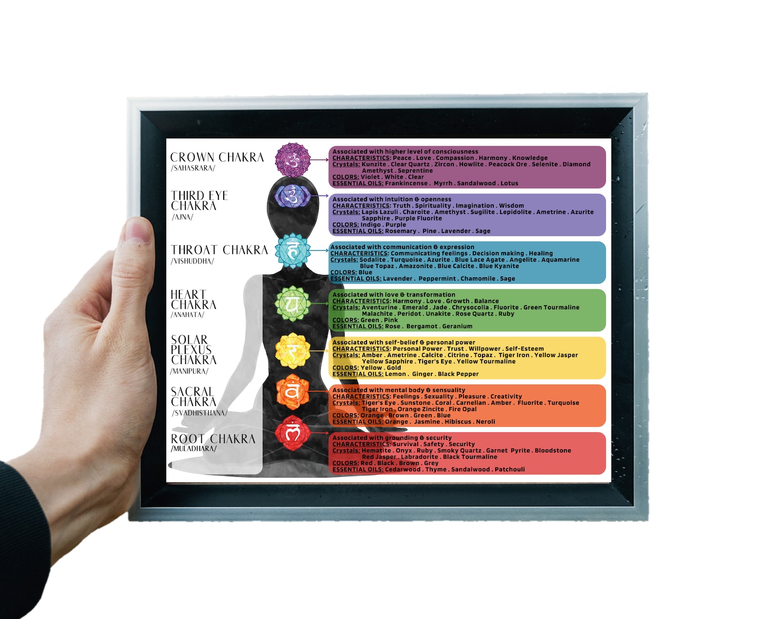 Chakra Chart Card COMBO. Seven Chakra Balancing Healing Jewelry Display ...