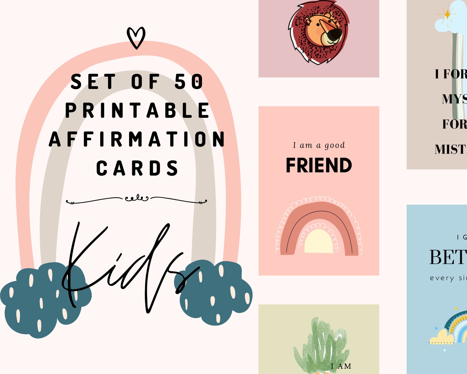 KIDS Encouragement Cards Set of 50 Printable Affirmation | Etsy