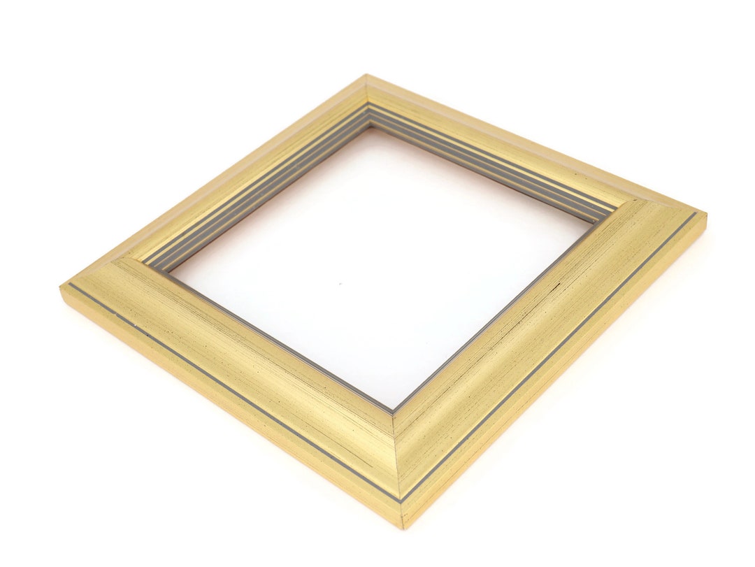 Bright Gold With Gray Grooves Picture Frame, Choice of Size and Shape ...