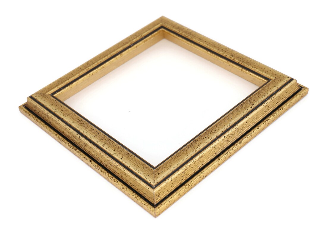 Antique Bright Gold Picture Frame With Black Inlays, Choice of Size and ...