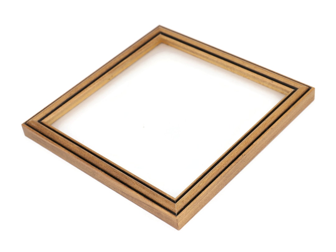 English Chestnut Picture Frame With Black Grooves, Traditional, Simple ...