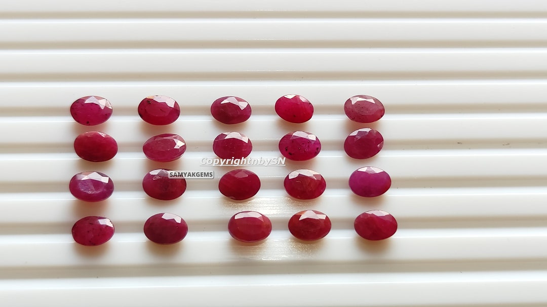 100% Genuine Red Ruby Gem Stones - Code #ruby75 Oval Shape 7x5mm Size ...