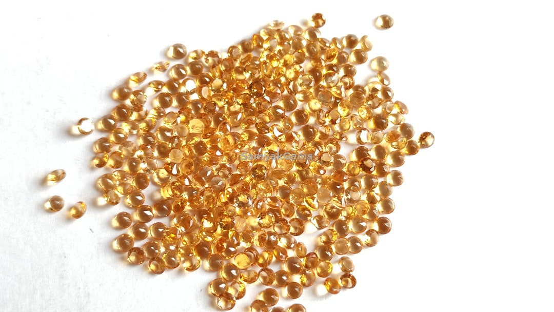 1mm Citrine High Quality Loose Faceted Gemstone , Citrine Brilliant Cut ...