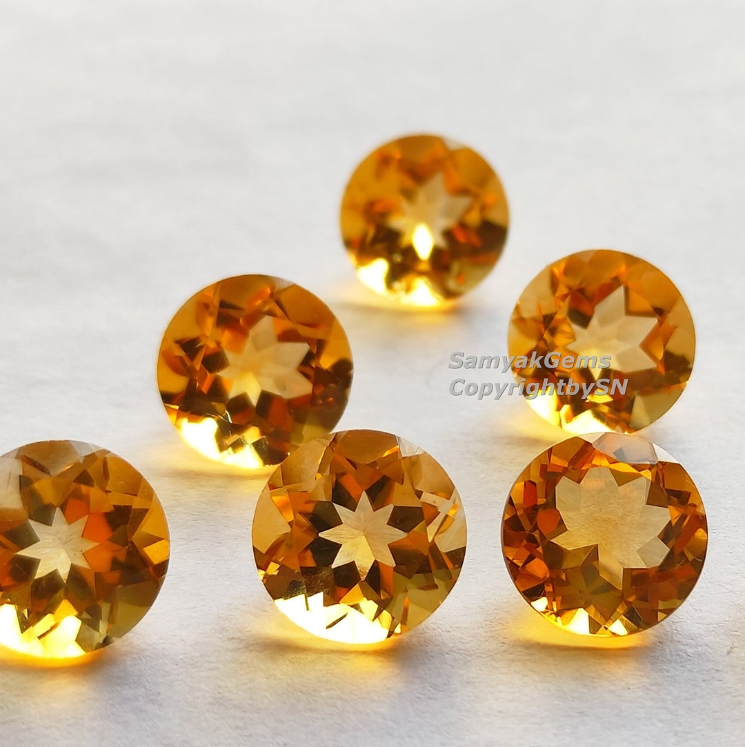50pcs AAA Citrine 4mm -5mm Round Faceted Gemstones - Loose Citrine Cut ...