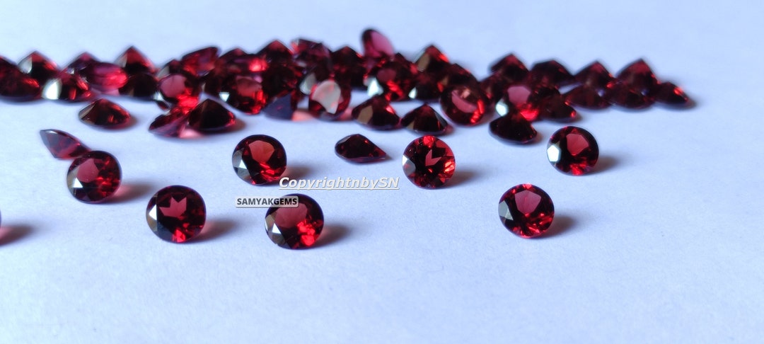 Faceted Red Garnet 3mm Gemstones - Natural Garnet Melee Stones ...