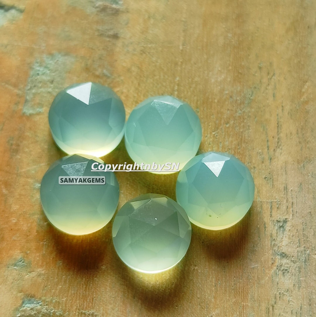 Aqua Chalcedony 8mm Rose Cut Stone AAA Quality Cabs Chalcedony Gemstone ...