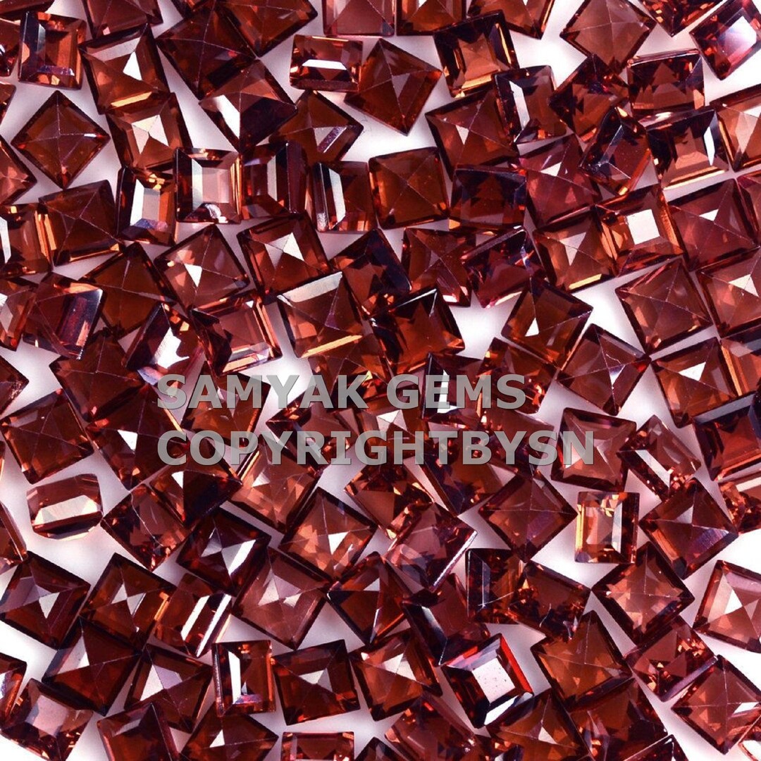 Natural Garnet Square Cut 4mm Princess Gemstone: Loose Faceted Garnet ...