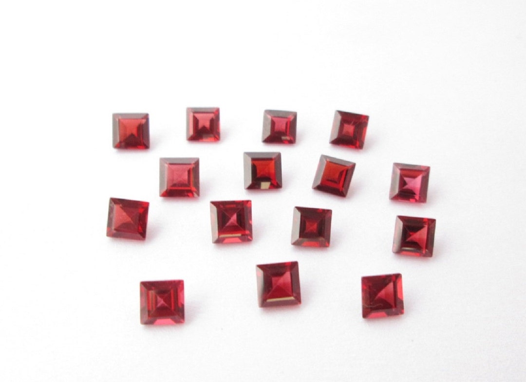 Top Quality Garnet Square Cut Loose Gemstone Lot,4-6mm Square Cut Red ...