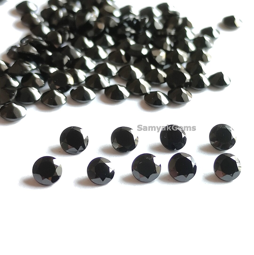 5mm - 6mm Black Onyx Gemstone - Round Faceted Black Onyx Cut Stones ...