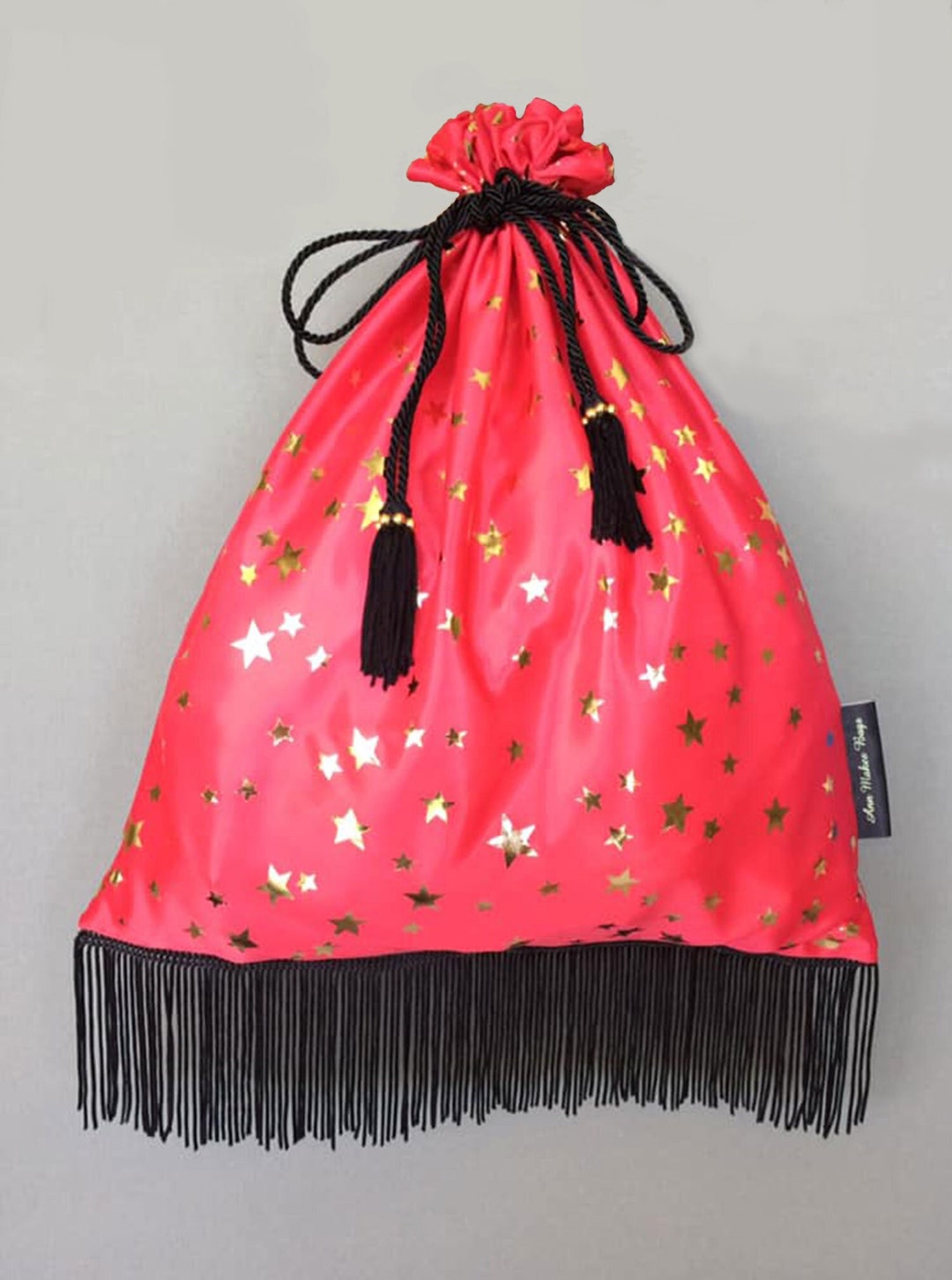 Red Money Bag With Golden Stars and Black Fringes - Ideal for ...