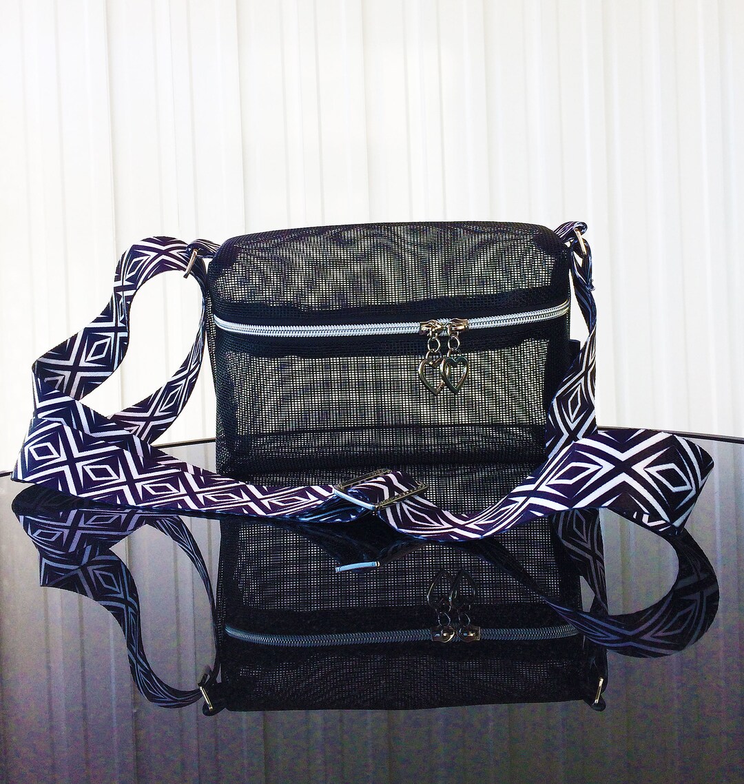 Black Mesh Crossbody Purse With Elegant Extendable Shoulder Strap ...