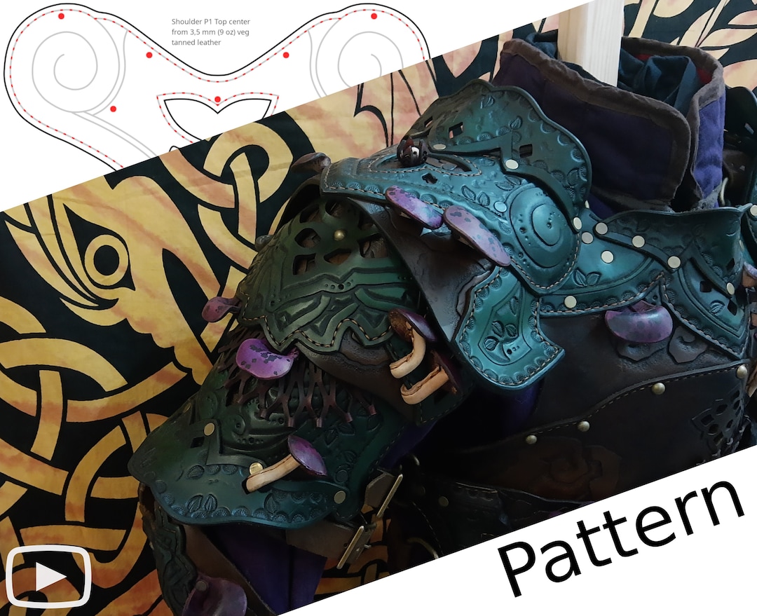 Digital Leather Mushroom Pauldron PATTERN - Nature Set - Etsy