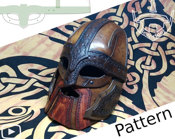 Black Brown Leather Helm "jormungandr", Dragon Images on the Temples ...