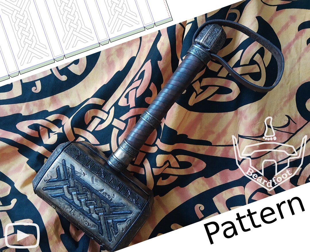 Digital Leather War Hammer Digital PATTERN - Viking Set - Larp Mjölnir ...