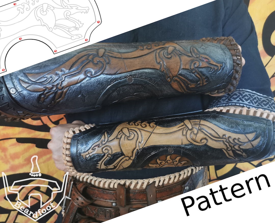 Digital Leather Wolf Bracers PATTERN - Viking Set - Etsy