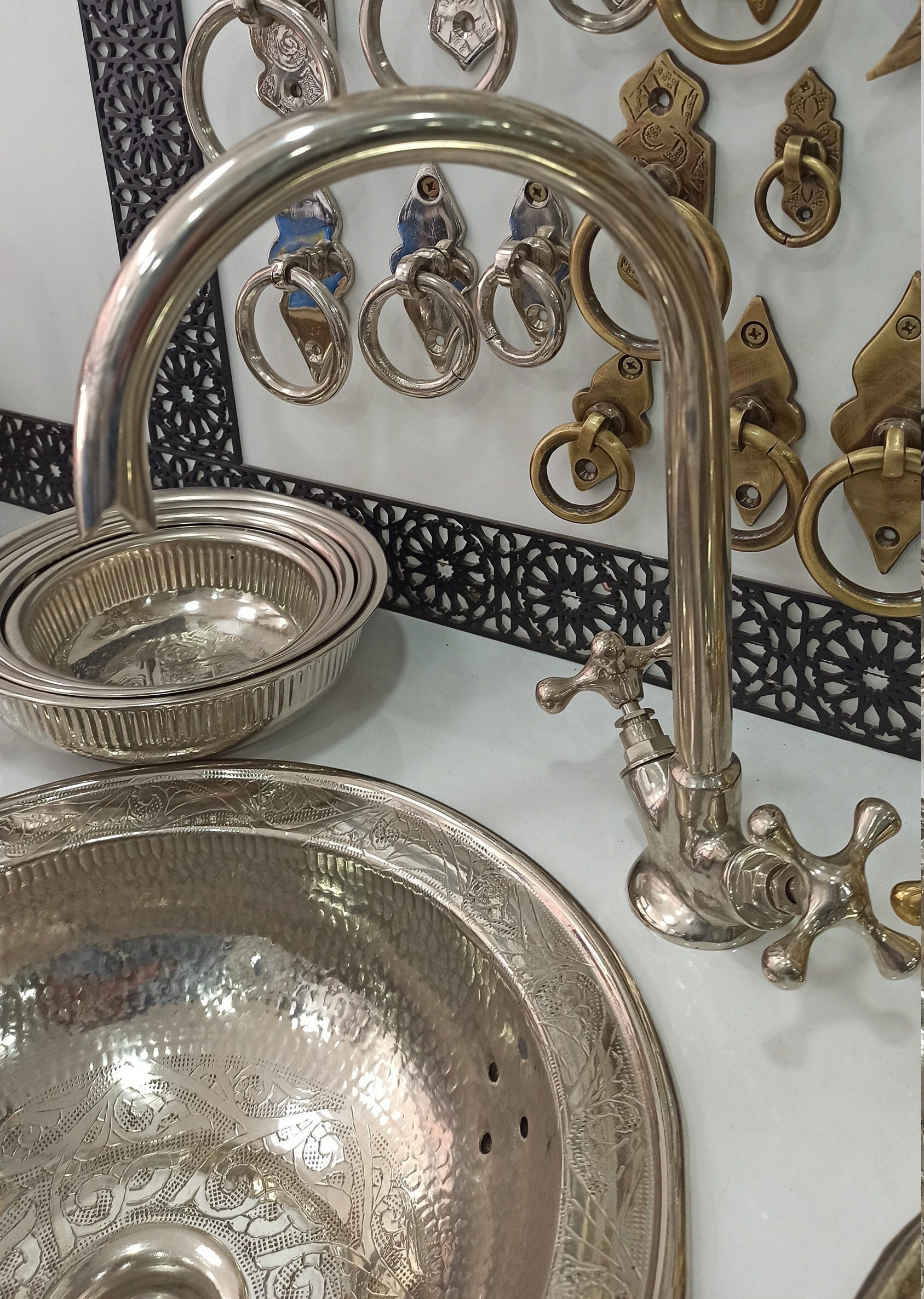 Moroccan Brass Sink,vintage Style Brass Moroccan Hand Hammered Round ...