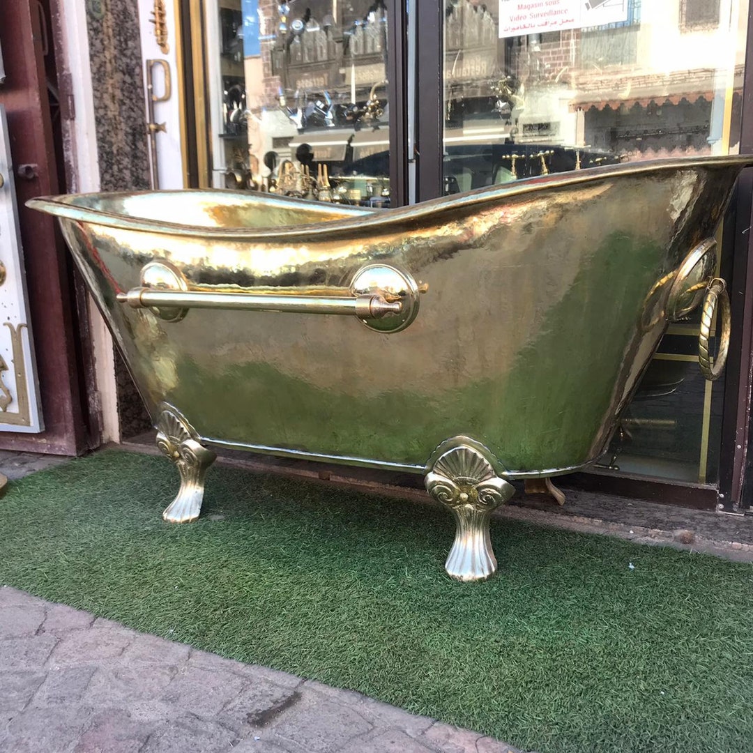 Luxury Solid Brass Bathtub,vintage Style Handcrafted Slipper Bath ...