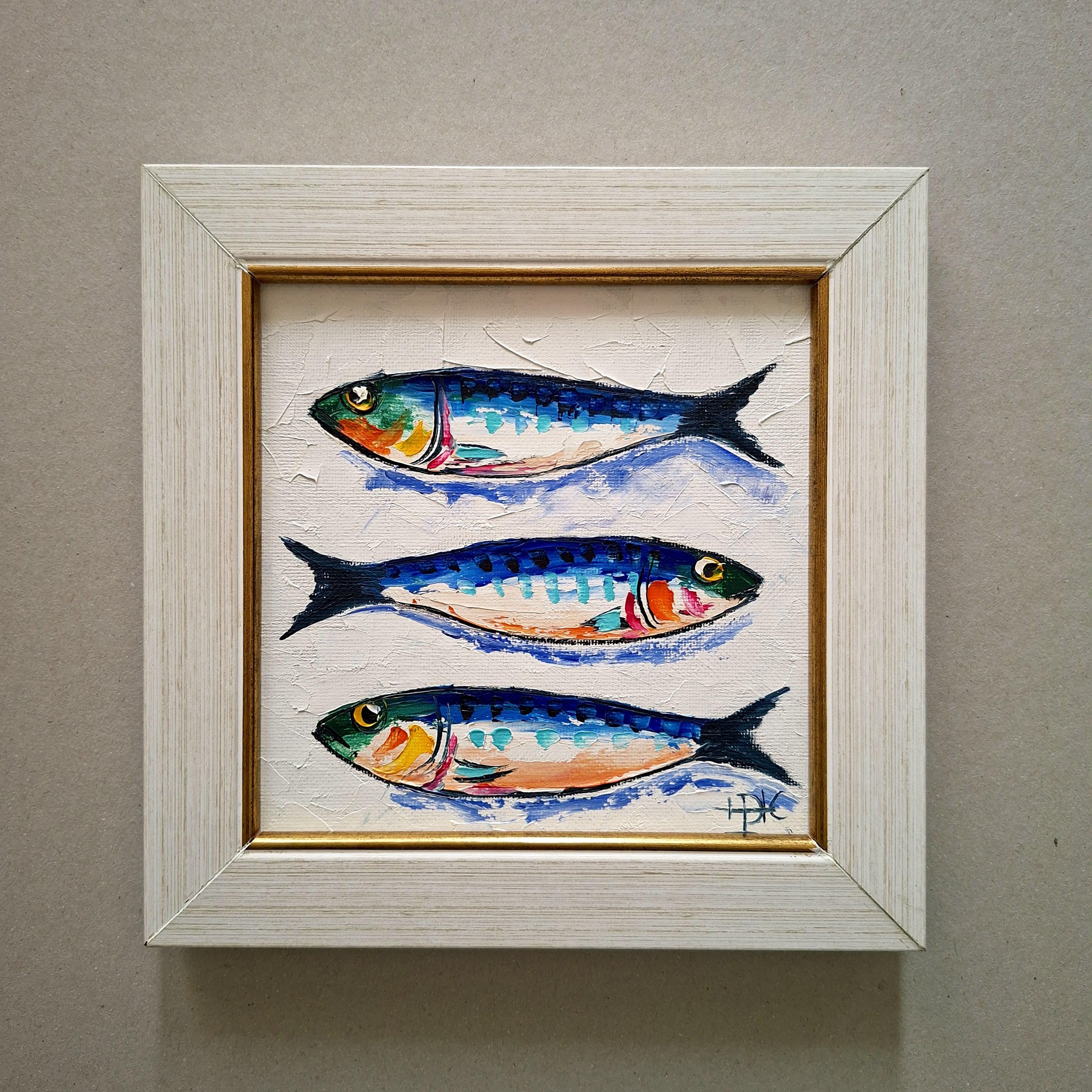 Sardines Original Painting French Country Impasto Oil Painting Still ...