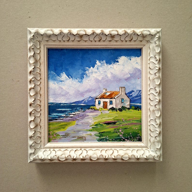 Irish Cottage Original Oil Painting Ireland Wall Art Framed Palette ...
