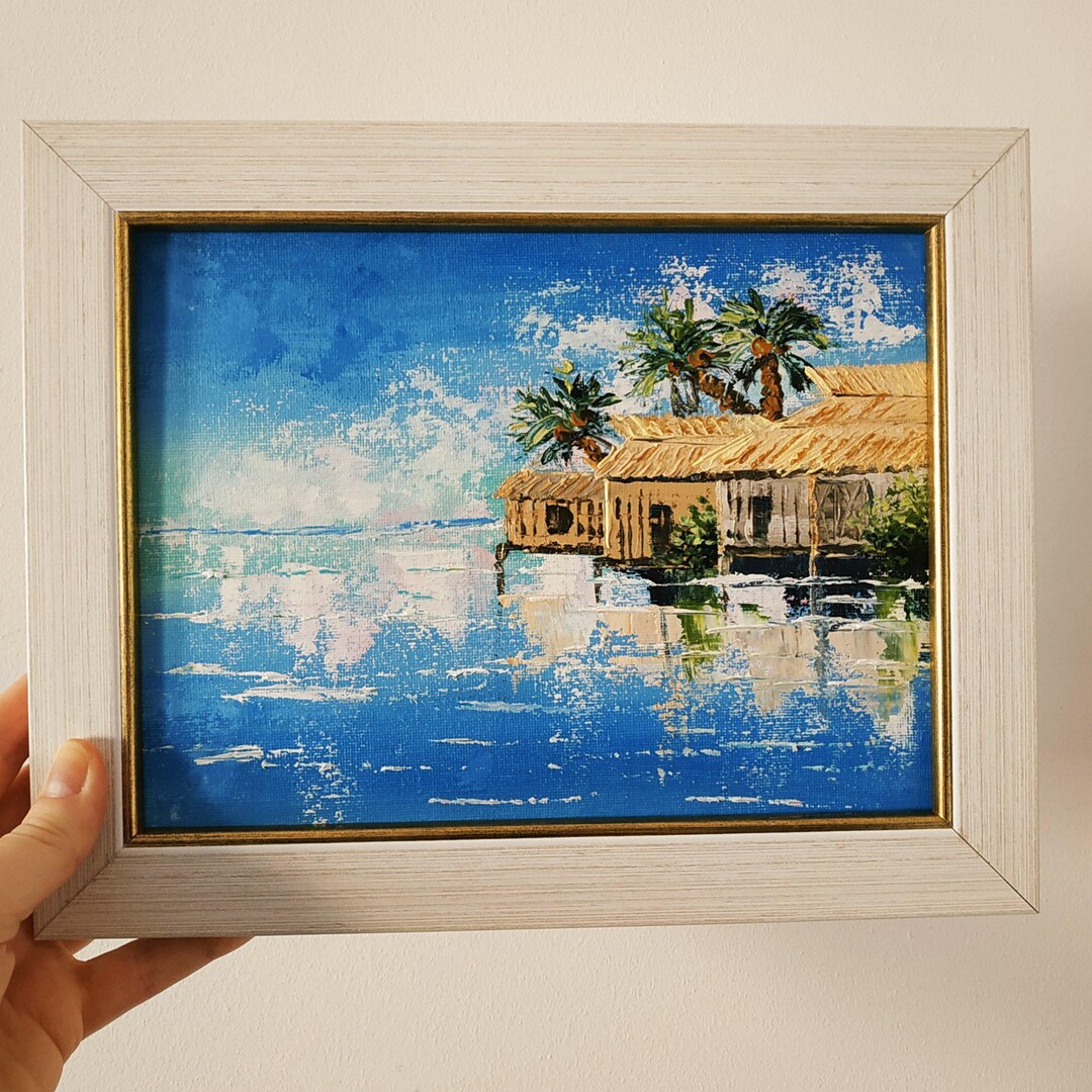 Hawaii Painting Tropical Beach Art Skyline Landscape Impasto Oil ...