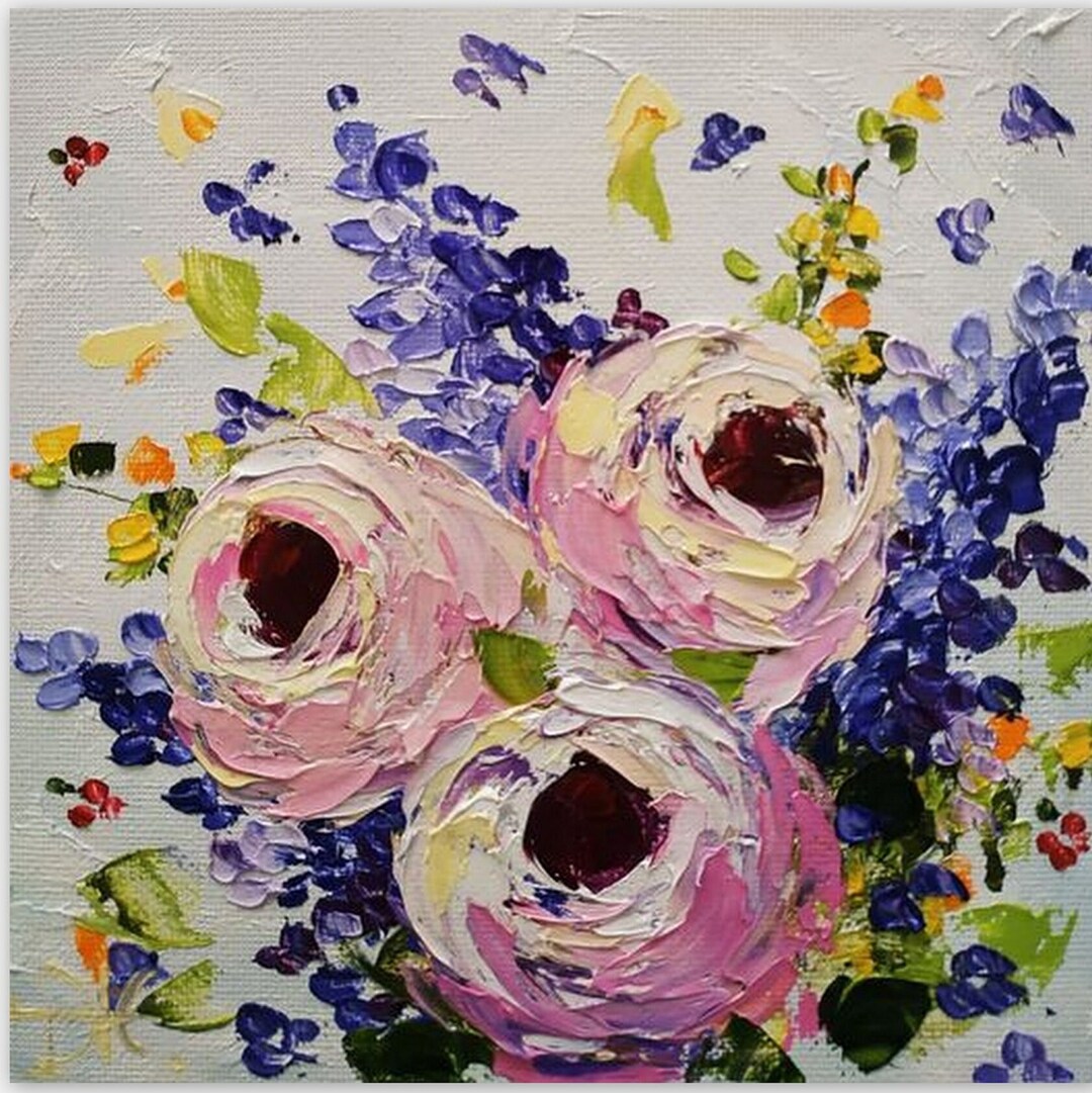 Bouquet of Lilacs and Peonies Painting Impasto Oil Painting Floral Art ...