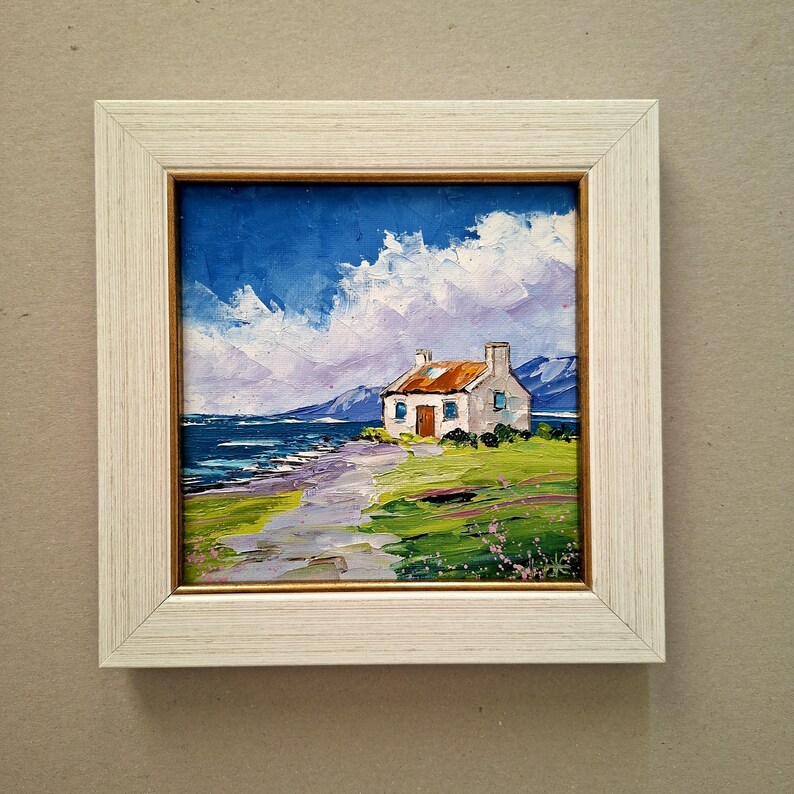 Irish Cottage Original Oil Painting Ireland Wall Art Framed Palette ...