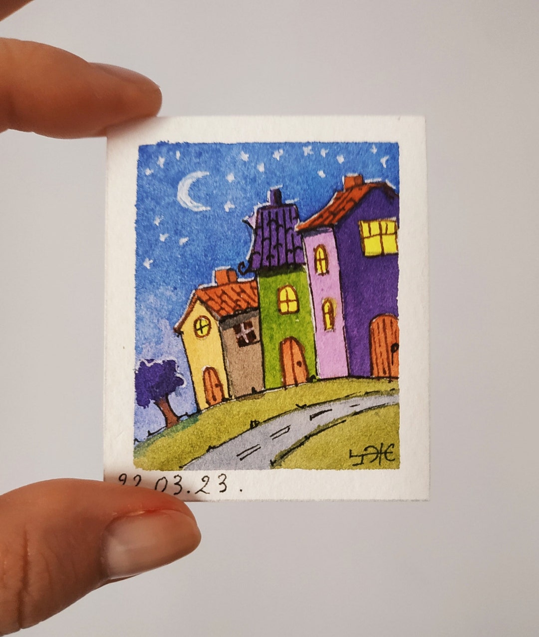 Tiny Painting Miniature House Landscape Art Tiny Watercolor - Etsy