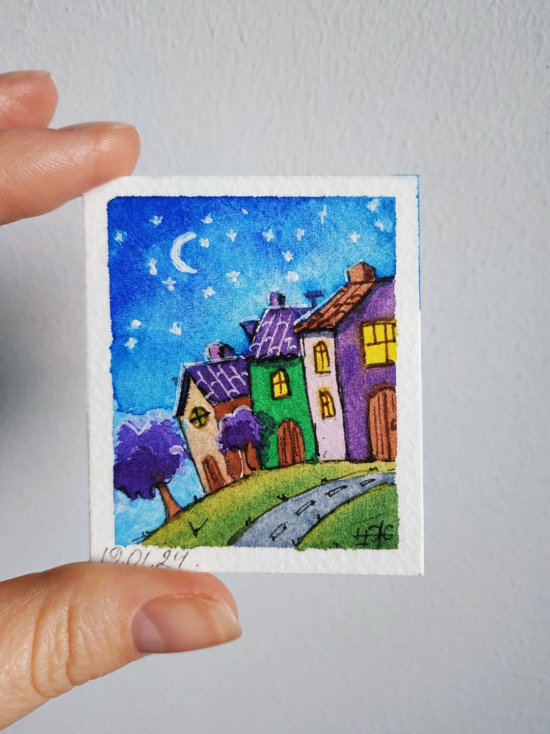Tiny Painting Miniature House Landscape Art Tiny Watercolor Original ...