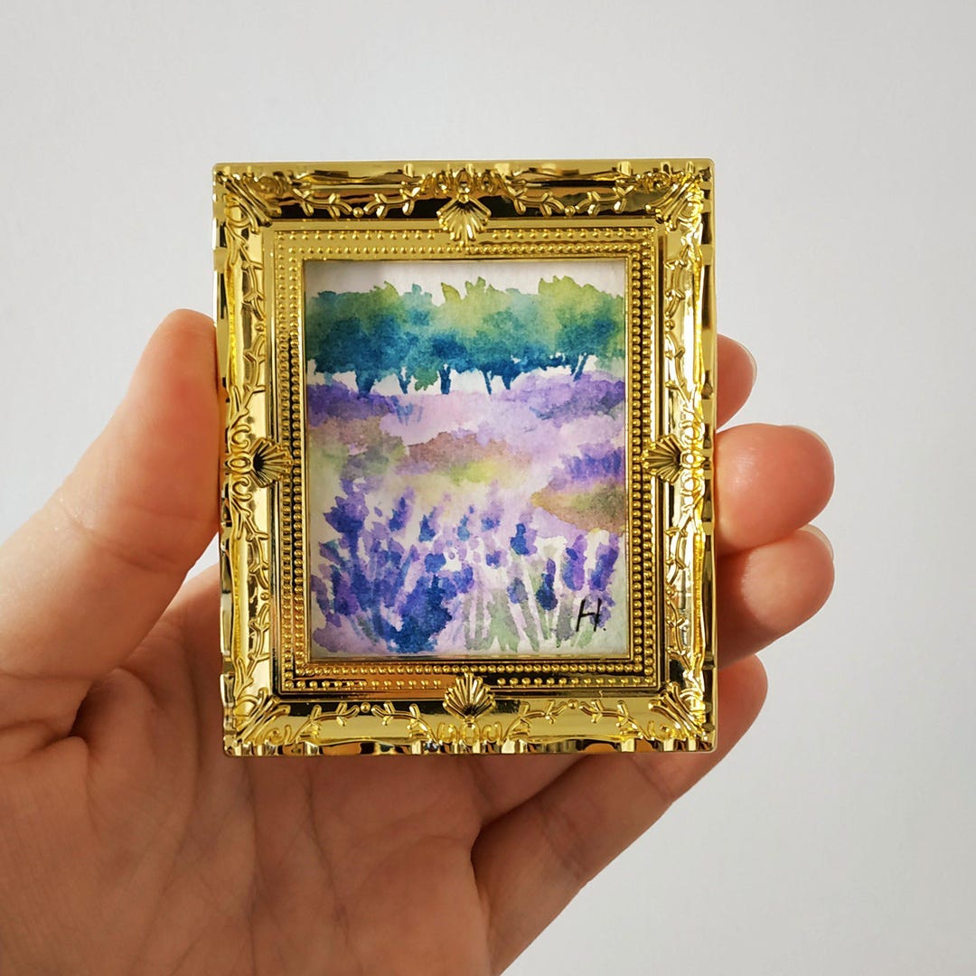 Lavender Field Miniature Painting Provence Landscape Framed Art - Etsy
