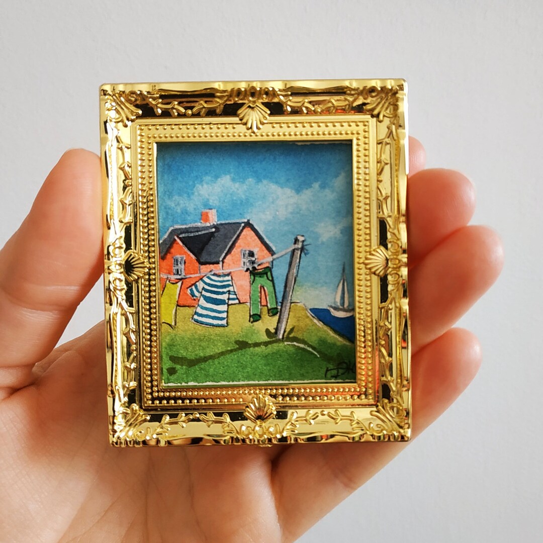 Tiny Painting Miniature House Watercolor Original Art Dolls-house Decor ...