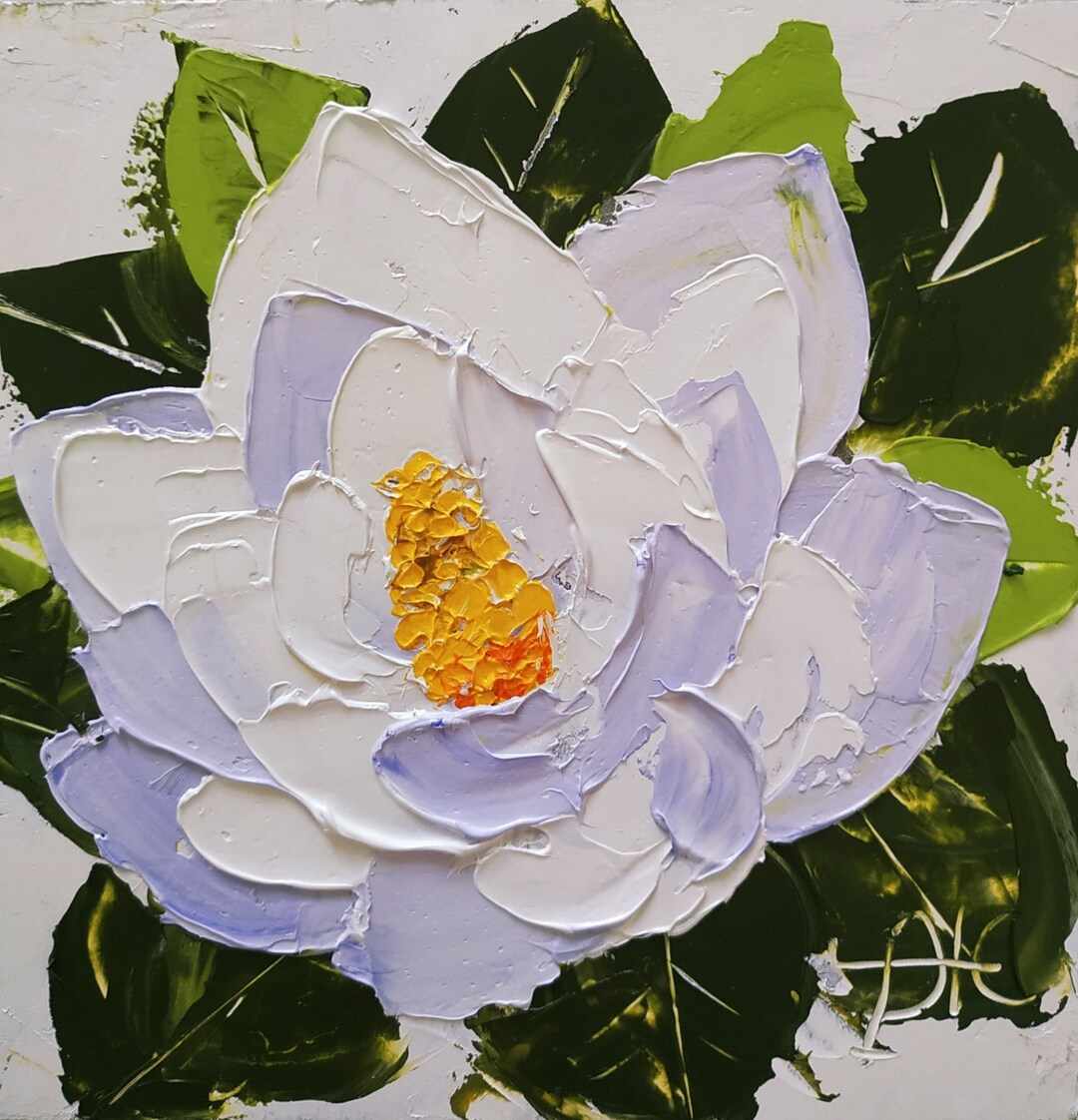 White Magnolia Painting Original Art Flowers Art Impasto Oil Painting ...