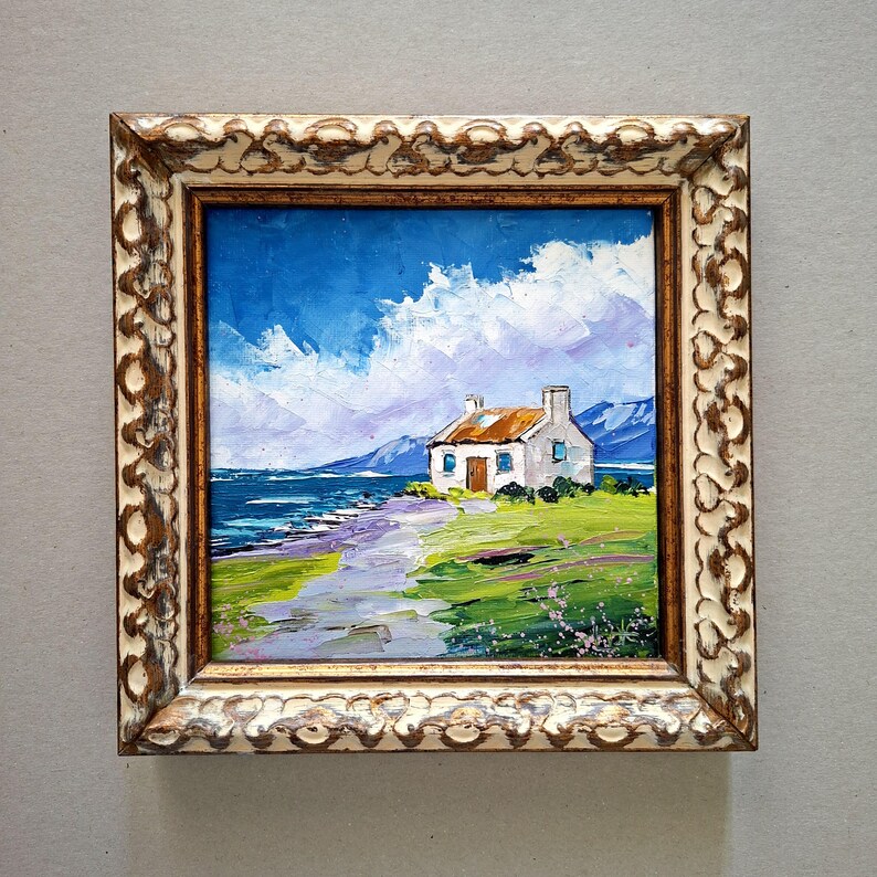 Irish Cottage Original Oil Painting Ireland Wall Art Framed Palette ...